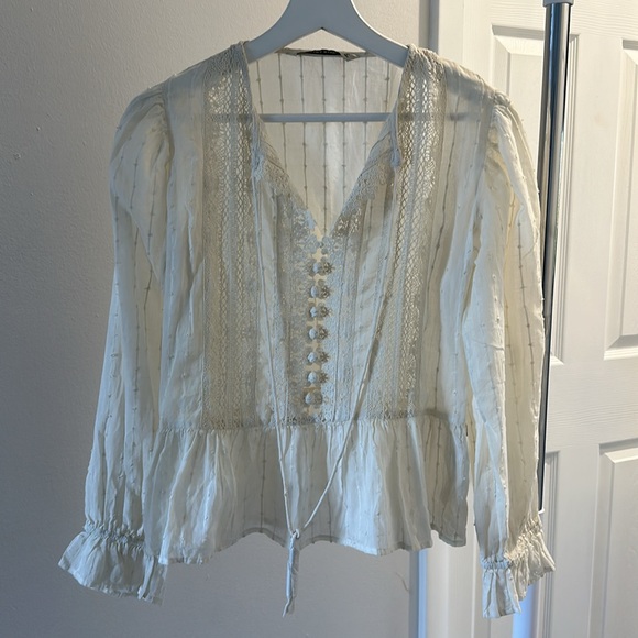 Zara | Tops | Zara Embroidered Blouse | Poshmark
